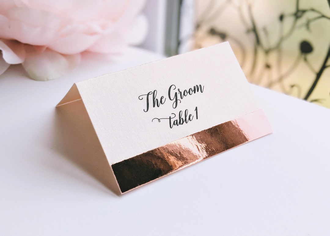 Copper Rose Gold Place Cards, Wedding Place Cards, Seating Card, Copper ...