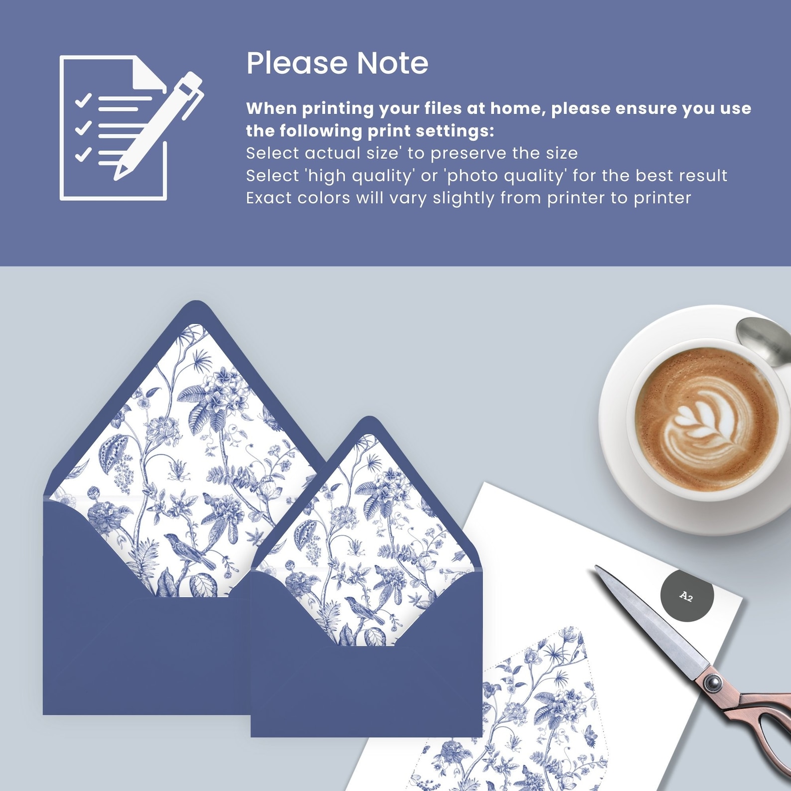 12 PRINTABLE Blue ENVELOPE LINERS French Blue Toile Liners - Etsy