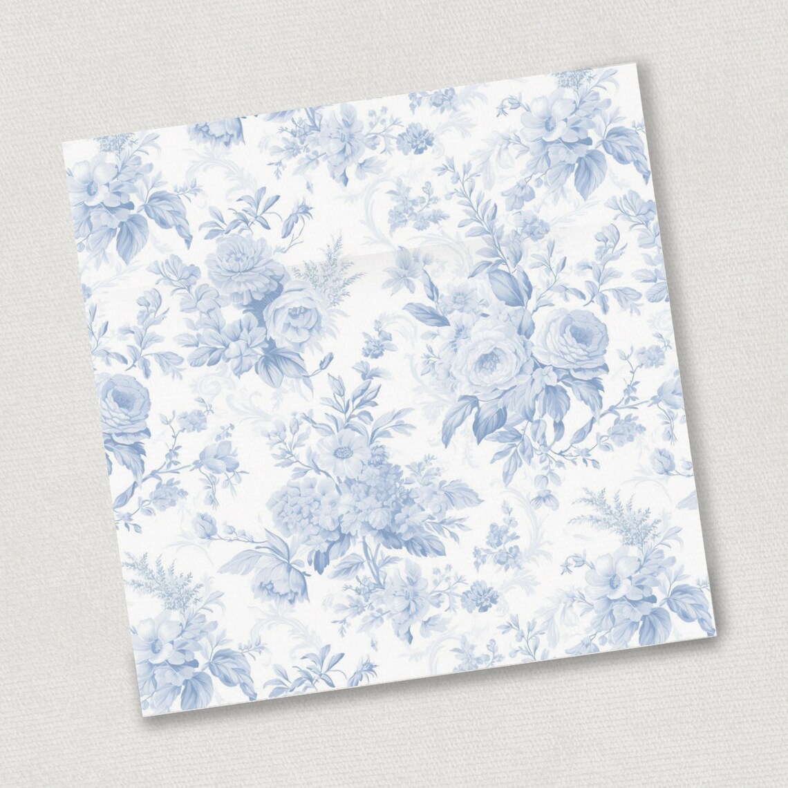 French Blue Toile Envelope Liner, Dusty Blue, Victorian Envelope Liner ...