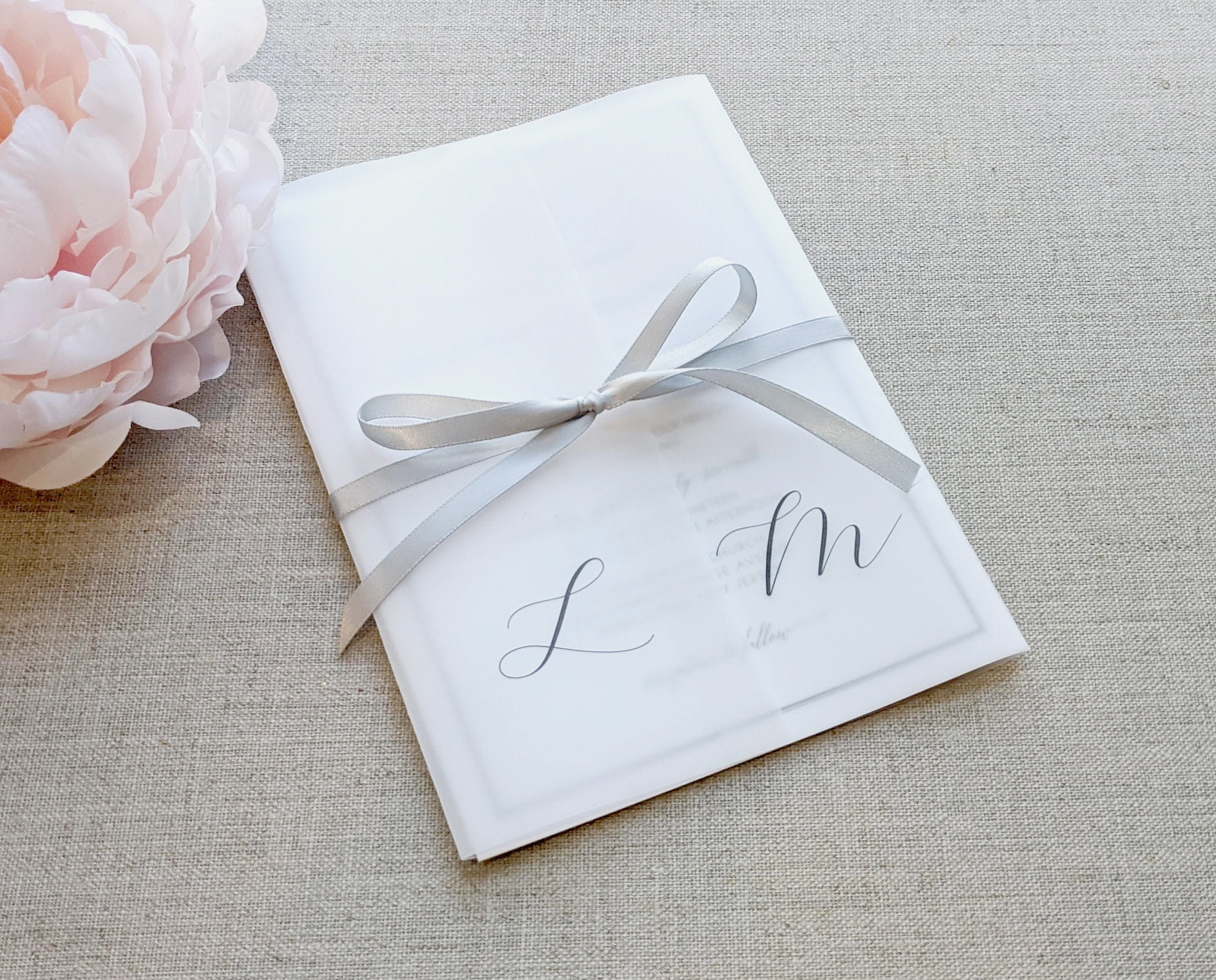 Custom Vellum Jacket for 5 X 7 Invites, Vellum Jacket With Initials ...