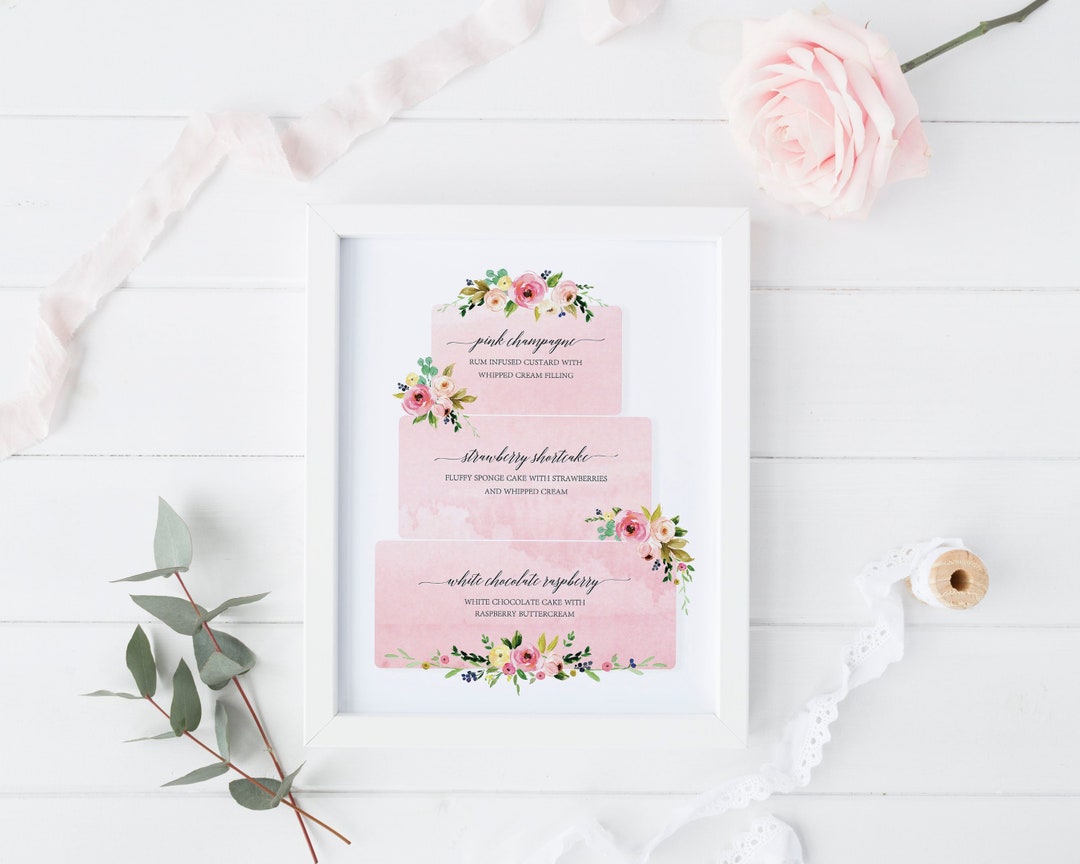 Wedding Cake Sign, Cake Flavor Sign, Wedding Cake Printable, Cake Layer ...