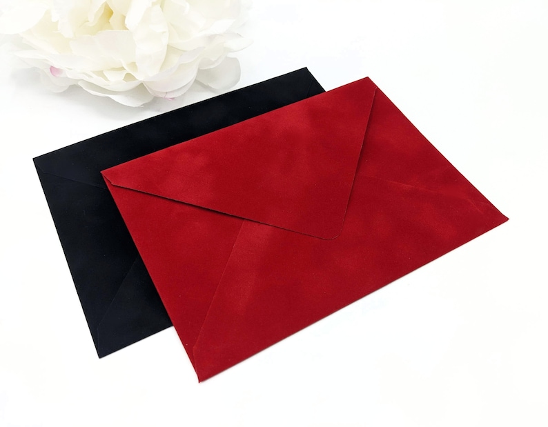 Black Velvet Envelopes, A7 Euro Flap Wedding Envelopes, 5.25 X 7.25 ...