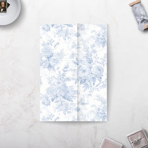 French Blue Toile Wedding Vellum Wrap, Light Blue Vellum Jacket, Floral ...