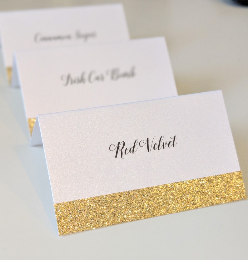 Gold Glitter Dessert Cards Holiday Place Cards Blush and - Etsy