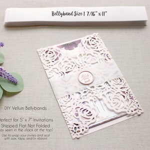 Translucent Vellum Belly Bands, Clear Vellum Band for 5 X 7 Invitations ...