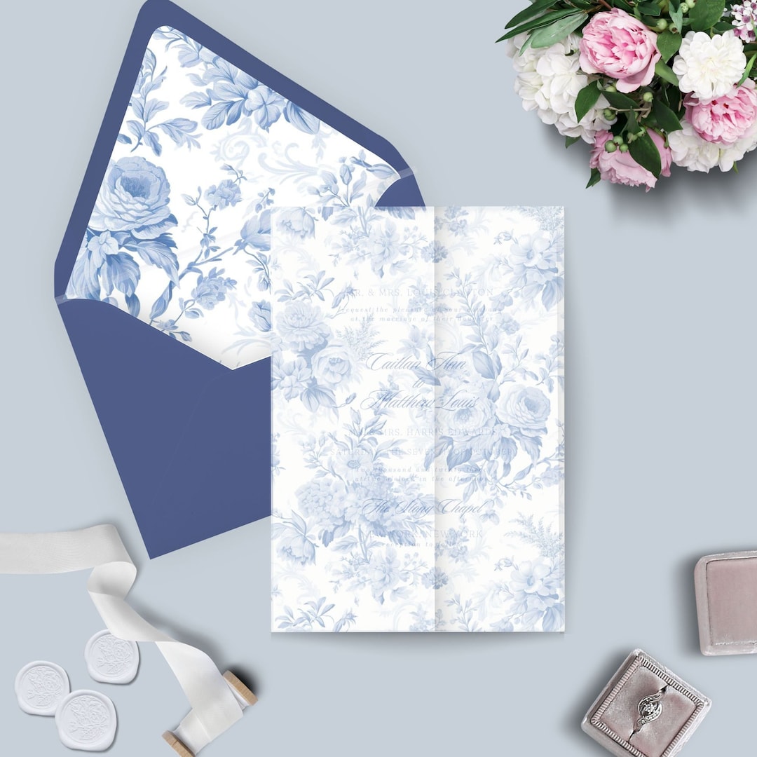 Printable Vellum Wrap and Envelope Liners for 5 X 7 Wedding Invitations ...