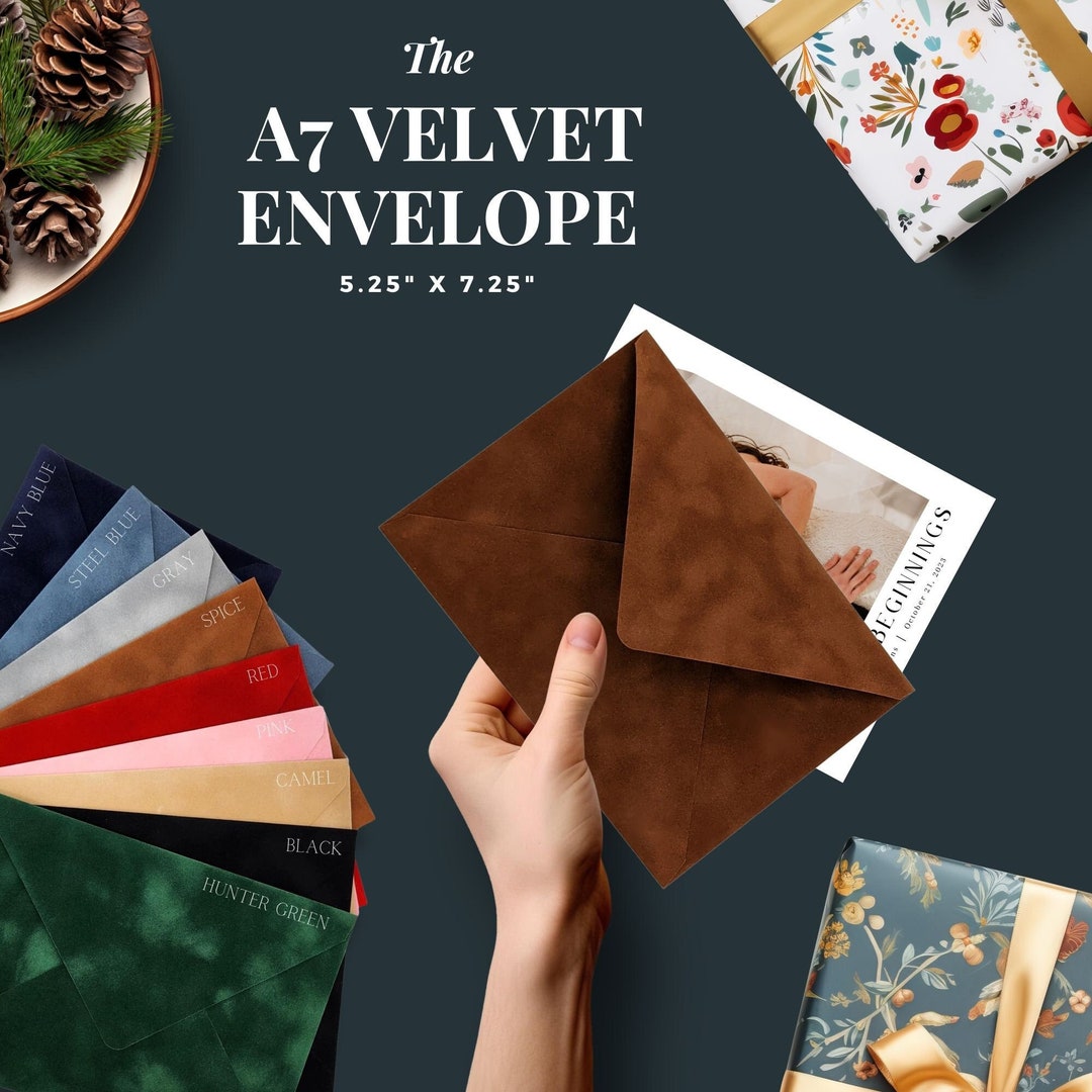 Velvet Wedding Envelopes, Spice Brown Envelopes for 5 X 7 Invites, A7 ...