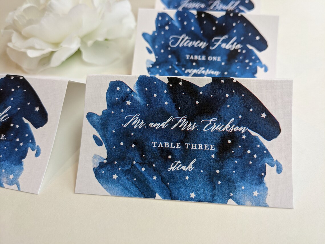 Starry Night Seating Cards Place Card With Meal Choice | Etsy