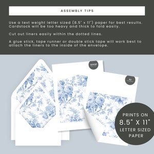 12 Printable Envelope Liners, A7 Square Flap, Liner A7, French Blue ...