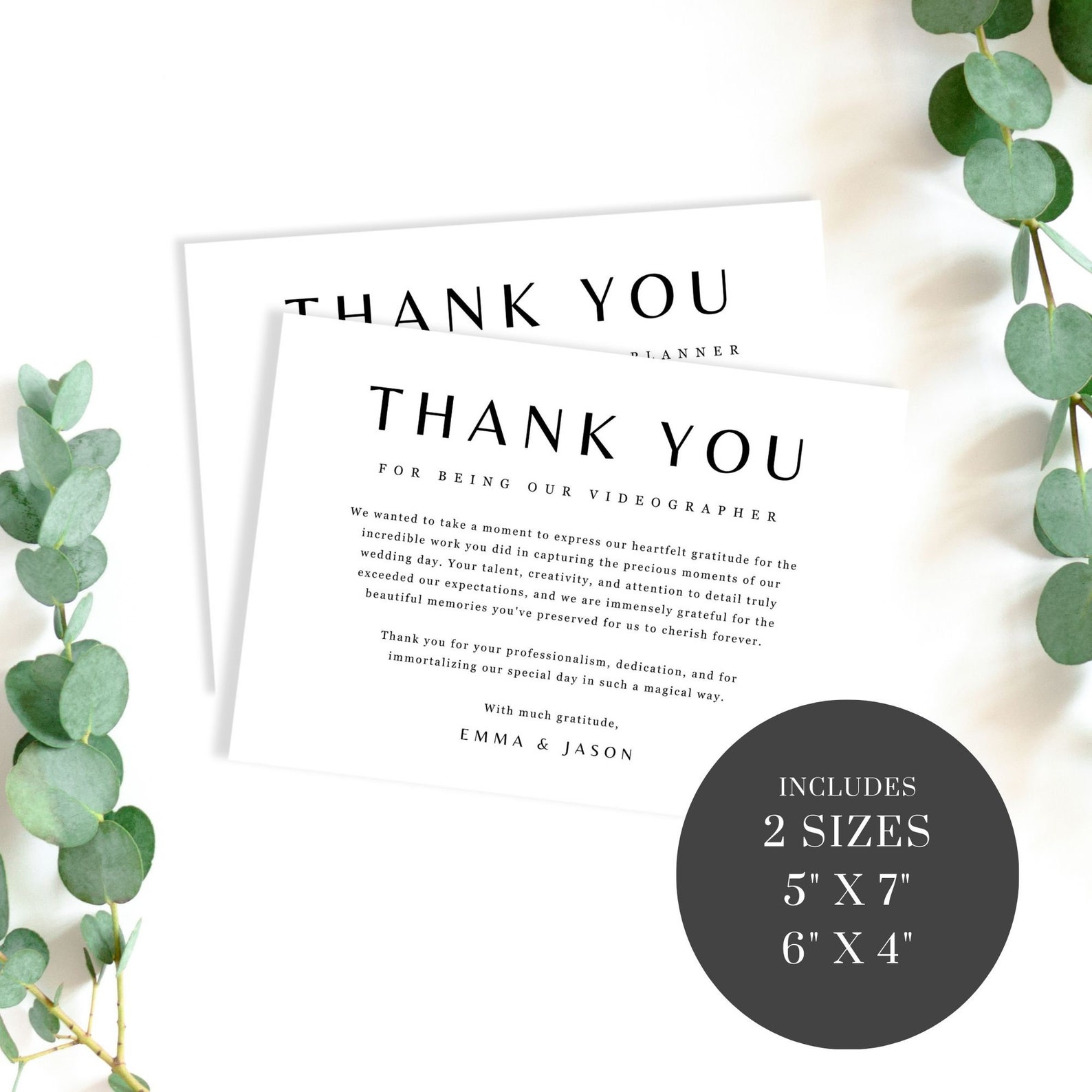 Editable Vendor Thank You Cards Template, 5 X 7 Thank You Cards Wedding ...