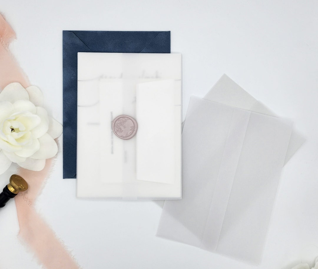 5 X 7 Vellum Jackets for Wedding Invitations, Pre-folded Clear Vellum ...