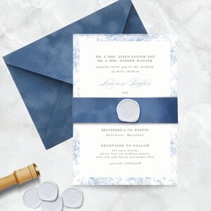 PRINTABLE French Blue Toile Borders for 5 X 7 Invitations, Blue Toile ...
