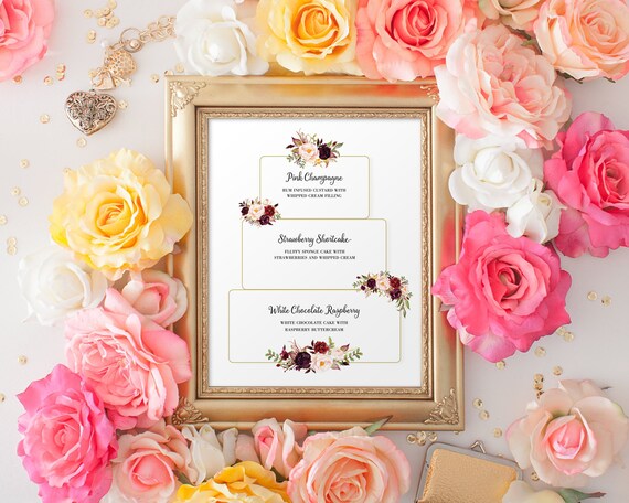 Wedding Cake Printable Cake Flavor Sign Cake Sign Printable | Etsy