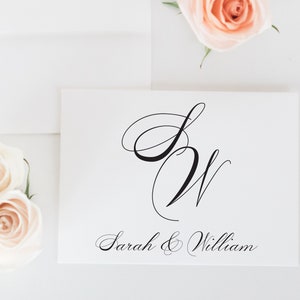Monogram Thank You Cards, Personalized Wedding Stationery, Folded Note ...