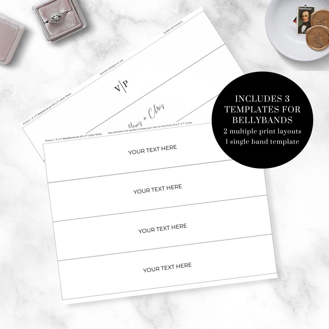 DIY Belly Band Design for 5 X 7 Invite, Editable Bellyband Template ...