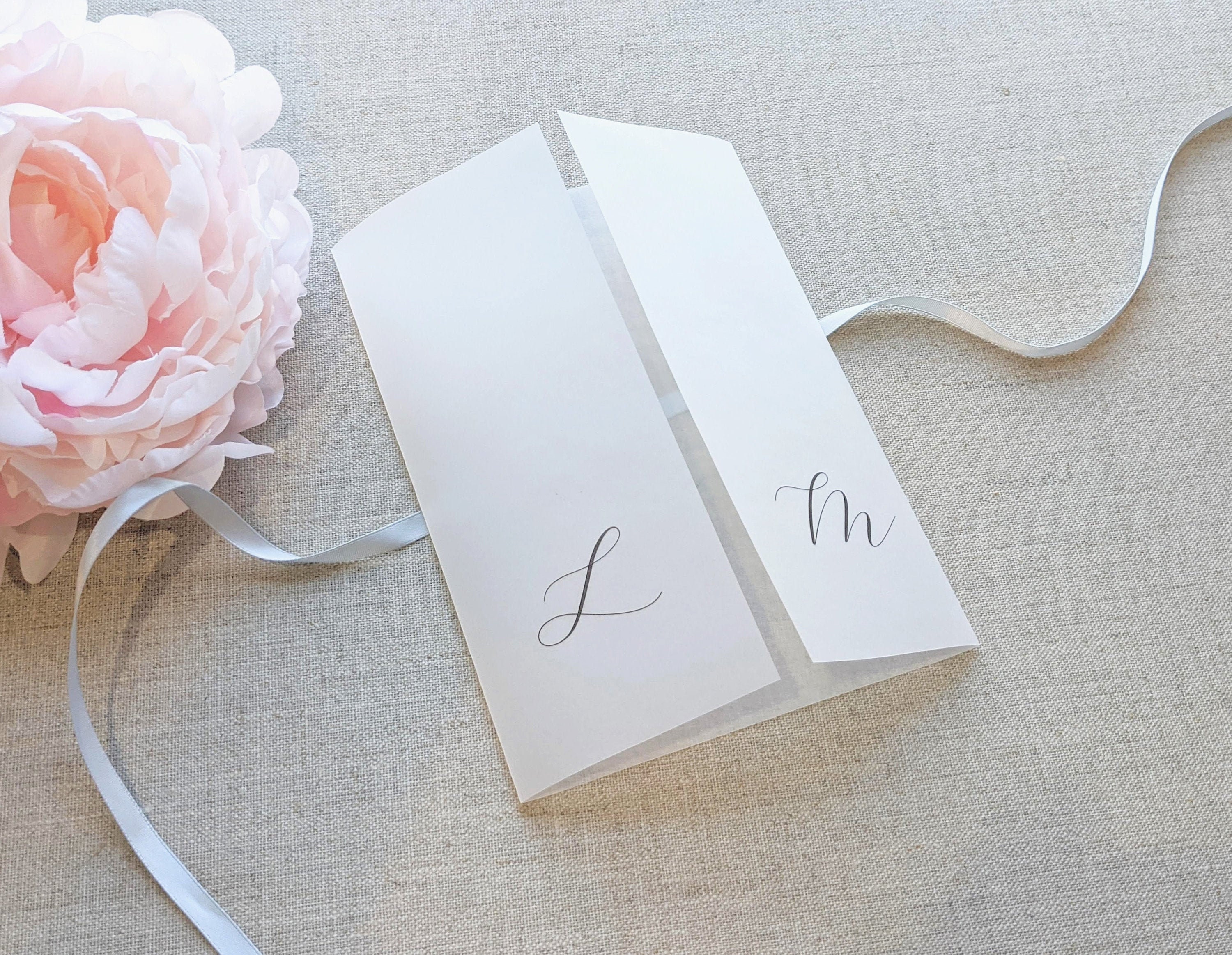 Custom Vellum Jacket for 5 X 7 Invites, Vellum Jacket With Initials ...