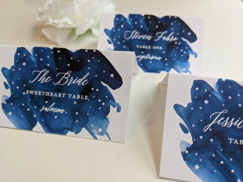 Starry Night Seating Cards Place Card with Meal Choice | Etsy