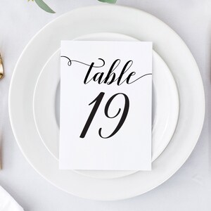 5 X 7 Table Numbers, Black and White Table Numbers, Calligraphy Table ...