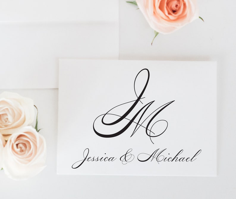 Monogram Thank You Cards Personalized Wedding Stationery - Etsy