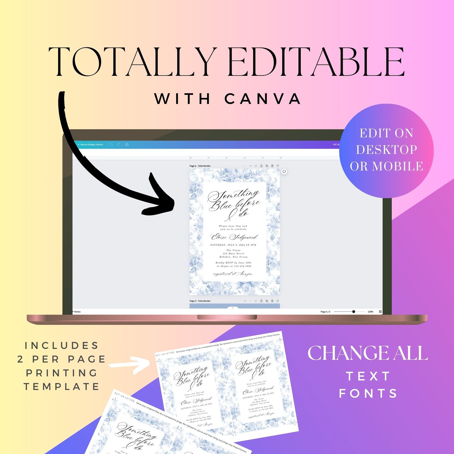 Something Blue Before I Do Editable Bridal Shower Invite Template ...