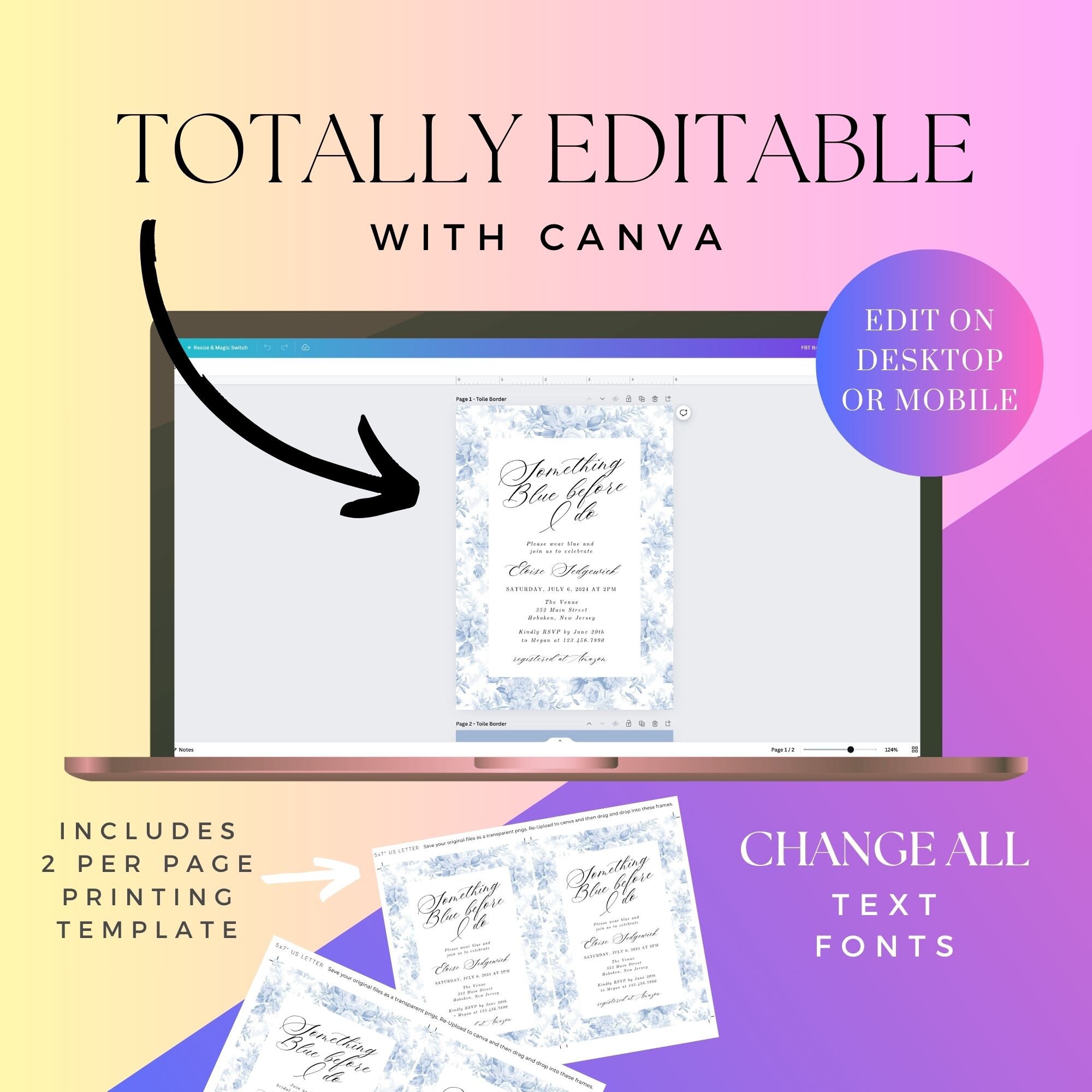 Something Blue Before I Do Editable Bridal Shower Invite Template ...