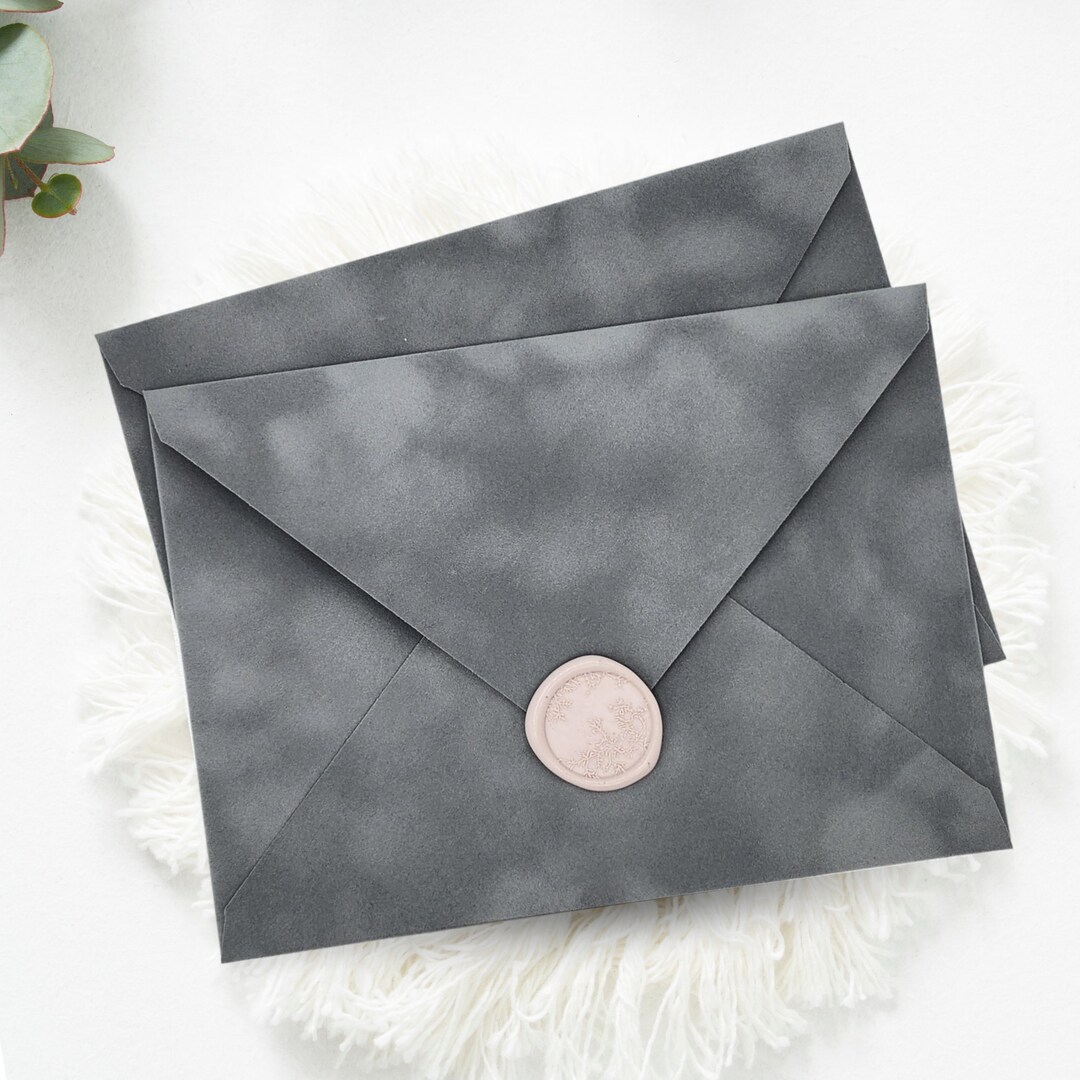 Gray Velvet Envelopes for 5 X7 Invitations, A7 Velvet Wedding Envelopes ...