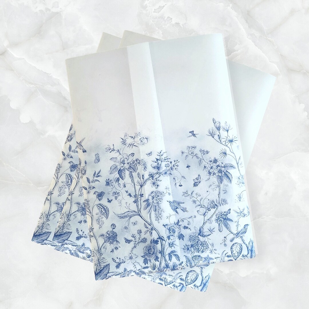 Blue Wedding Vellum Jacket for 5 X 7 Invites, French Toile Vellum Wrap ...