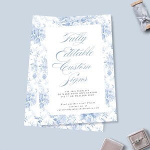 PRINTABLE French Blue Toile Borders for 5 X 7 Invitations, Blue Toile ...
