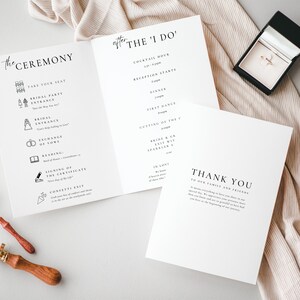Wedding Program Booklet Template, Modern Program Template, Printable Folded Program, Minimal ...