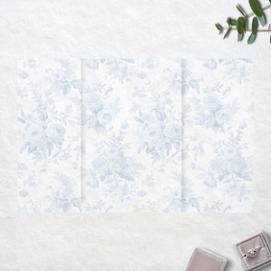 French Blue Toile Wedding Vellum Wrap, Light Blue Vellum Jacket, Floral ...