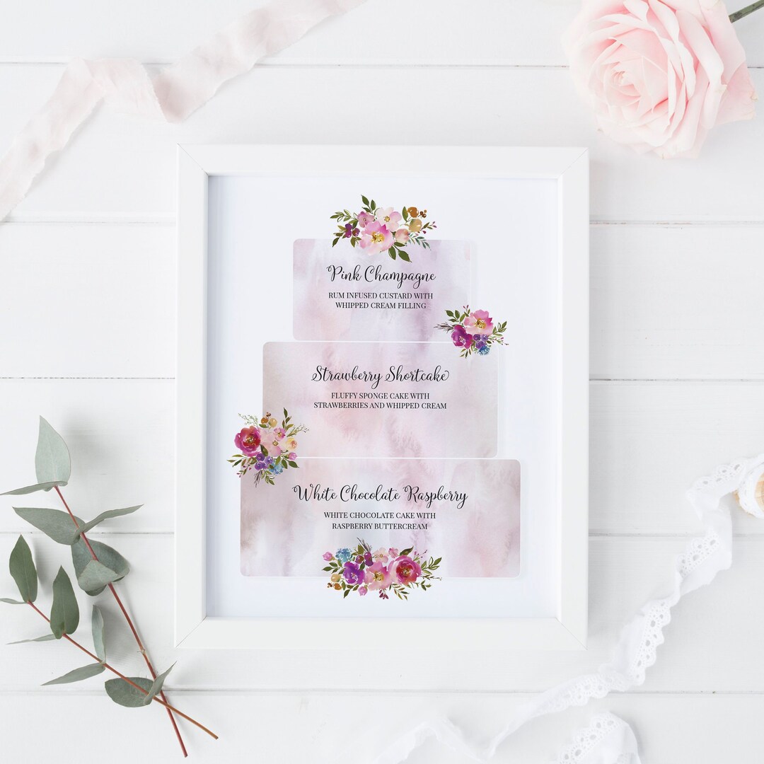 Wedding Cake Printable, Cake Flavor Sign, Cake Sign Printable, Cake ...