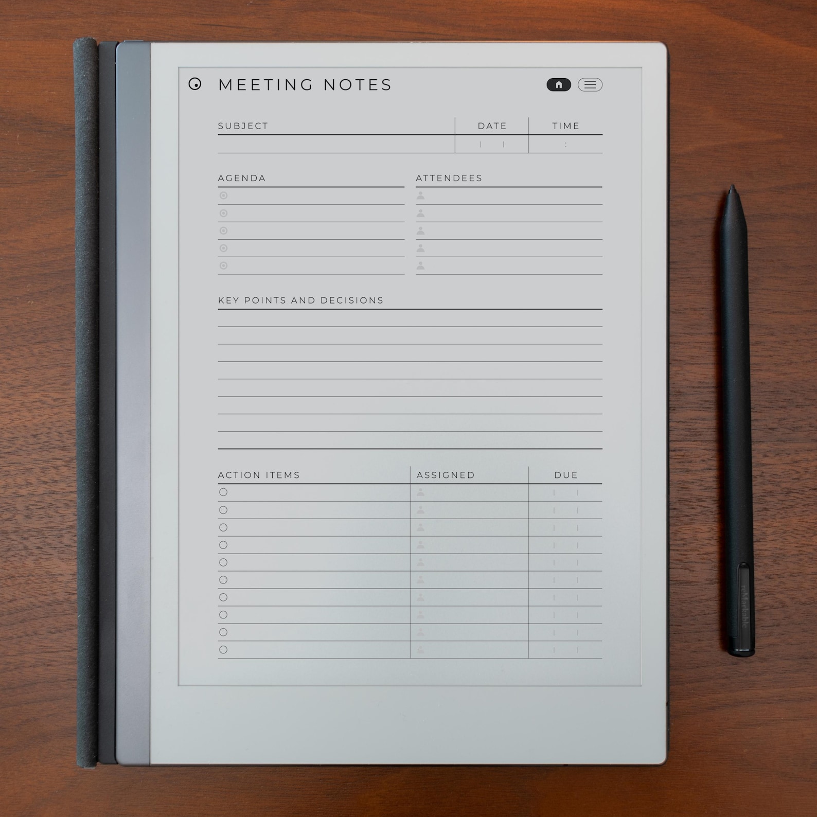 Meeting Notes Template for Remarkable 2, Meeting Agenda, Client Meeting ...