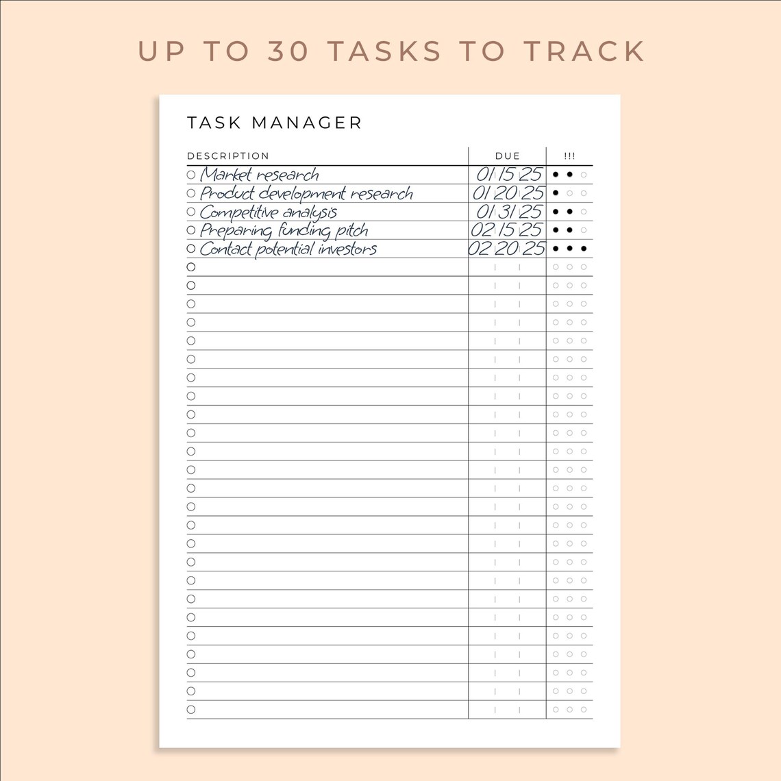 Printable Project Planner, Task List & Goal Tracker for Business Work, Checklist To-do List ...