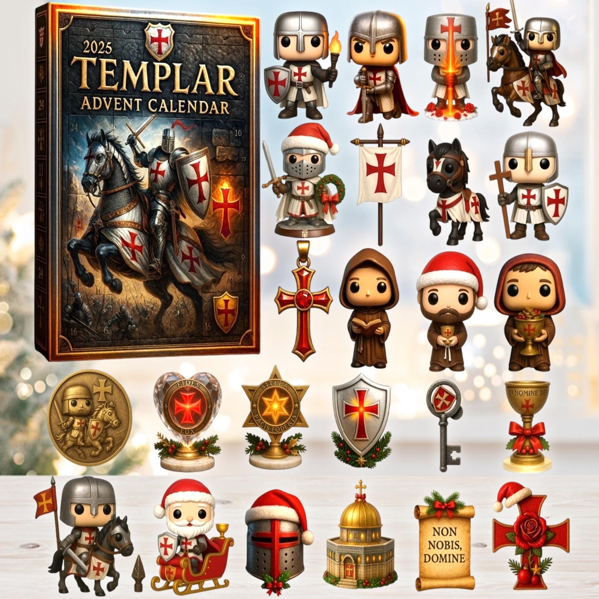 Templar Knight Christmas Decor, Medieval History Gift, Religious Cross ...