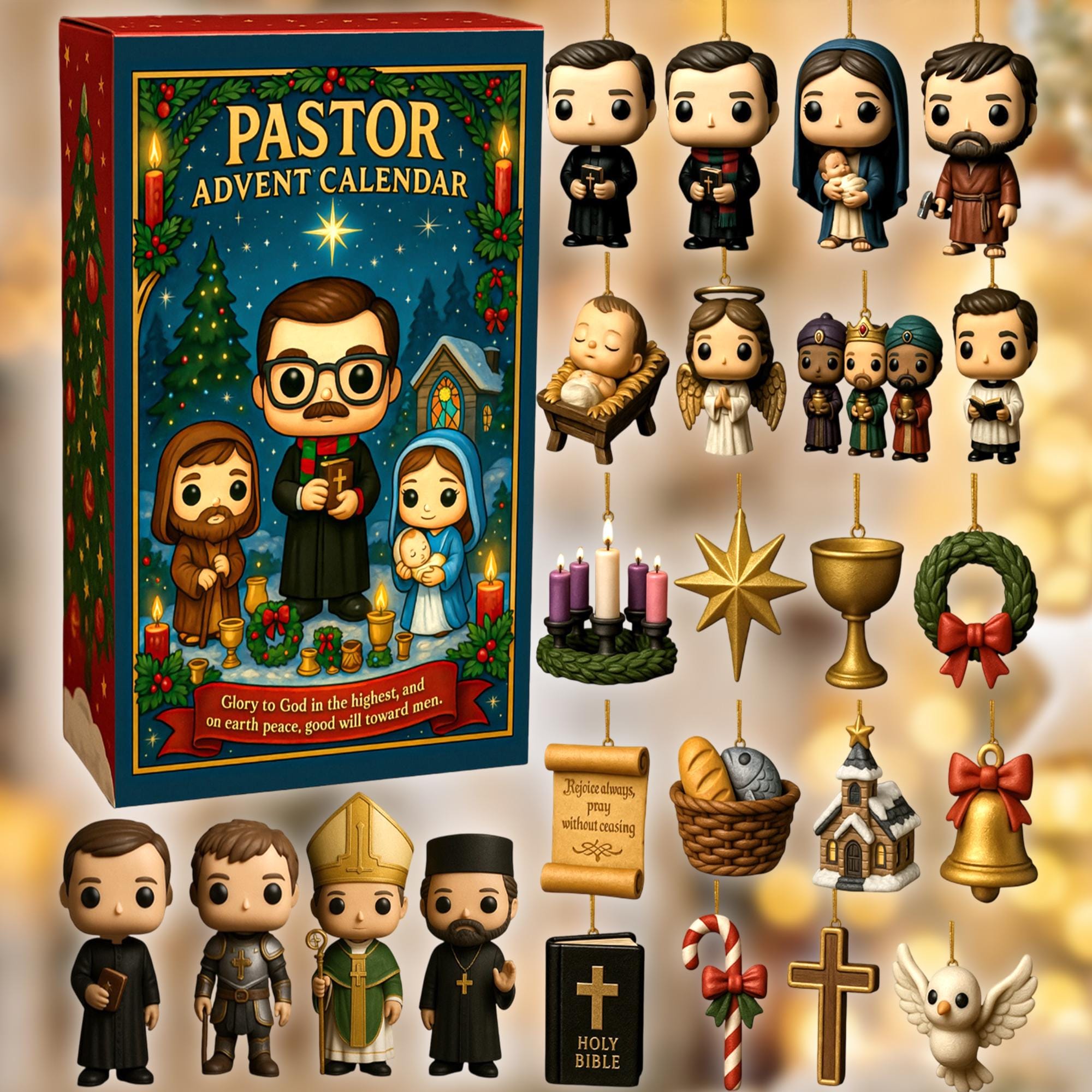 Pastor Christmas Advent Calendar, Minister Gift, Religious Decor ...