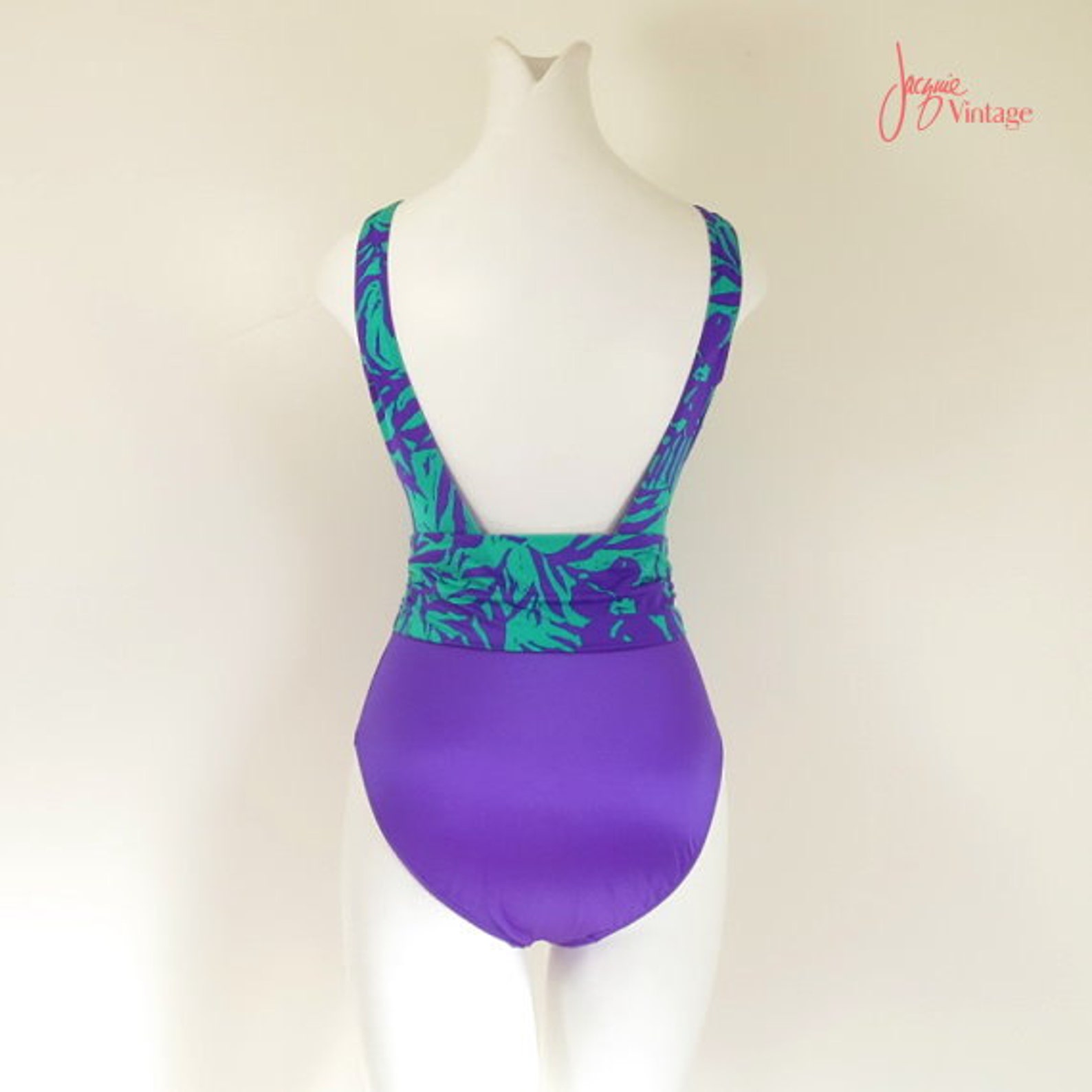 80s One Piece Swimsuit / 80s Swimsuit / 80s Purple Green Bathing Suit ...