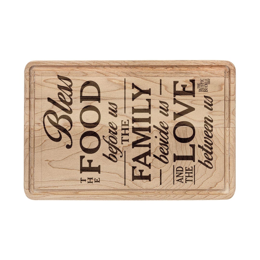 Bless Our Food Engraving Wooden Cutting Board | Lodge Decor - Etsy
