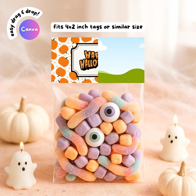 Halloween Treat Bag Topper Mockup, Birthday Favor Label, Gift Bag ...