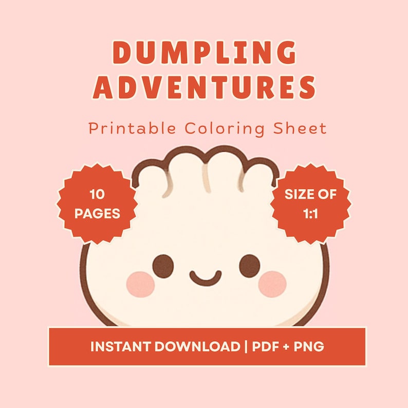 Kawaii Dumpling Adventures Coloring Pages | 10 Printable Pages ...