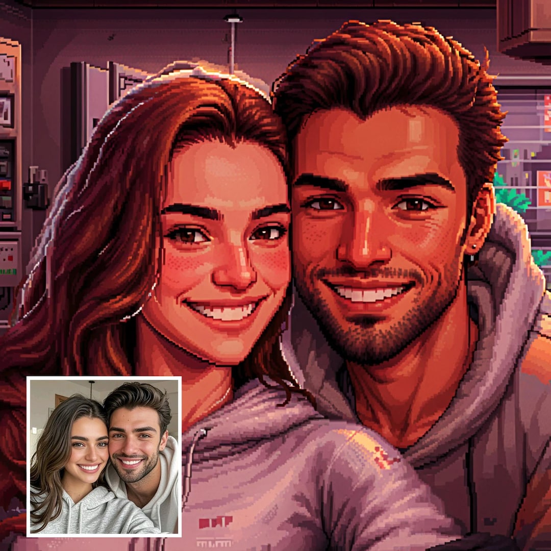 Pixel Art Custom Portrait, Custom Pet Portrait, Portrait From Photo, Cartoonify an Image, Couple ...
