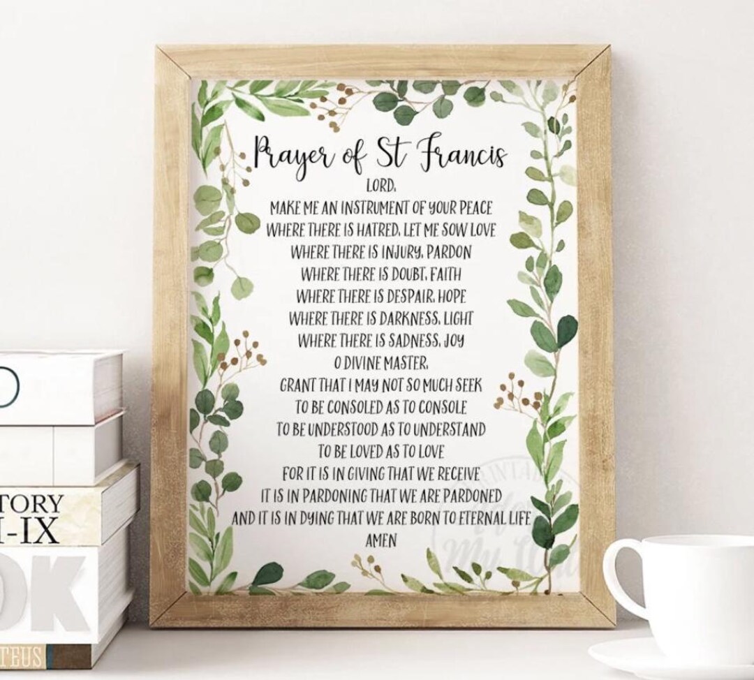 Prayer of St Francis, Printable Wall Art, Peace Prayer Print, Make Me ...