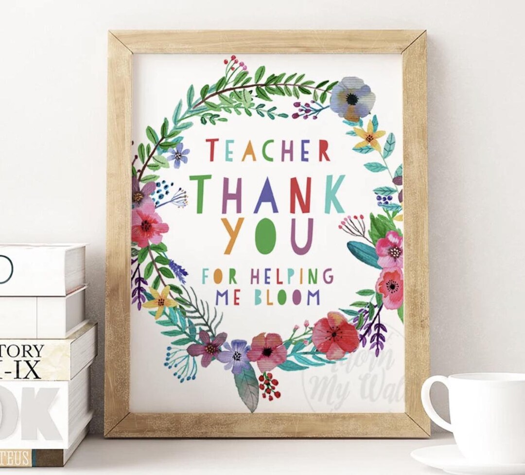 Thank You Teacher Floral Print, Teacher Appreciation Gift (digital ...