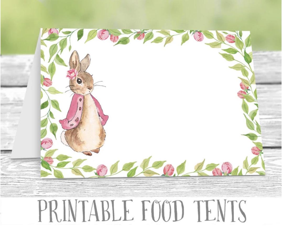 Food Tent Labels, Printable, Peter Rabbit Food Tents, Pink Rabbit ...