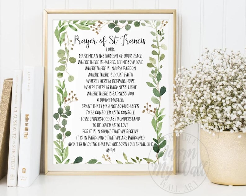 Prayer of St Francis, Printable Wall Art, Peace Prayer Print, Make Me ...
