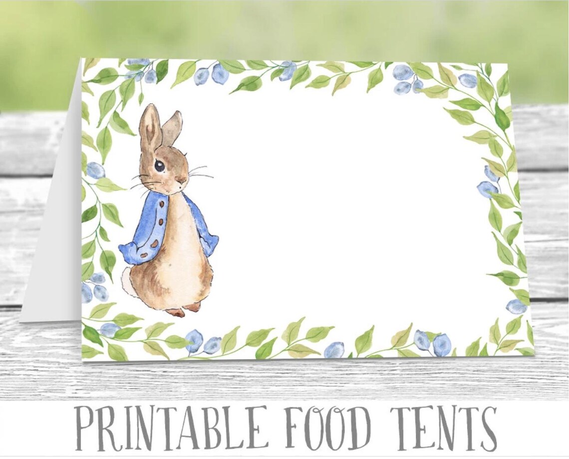 Printable Food Tents, Peter Rabbit Food Tents, Birthday Party Food ...