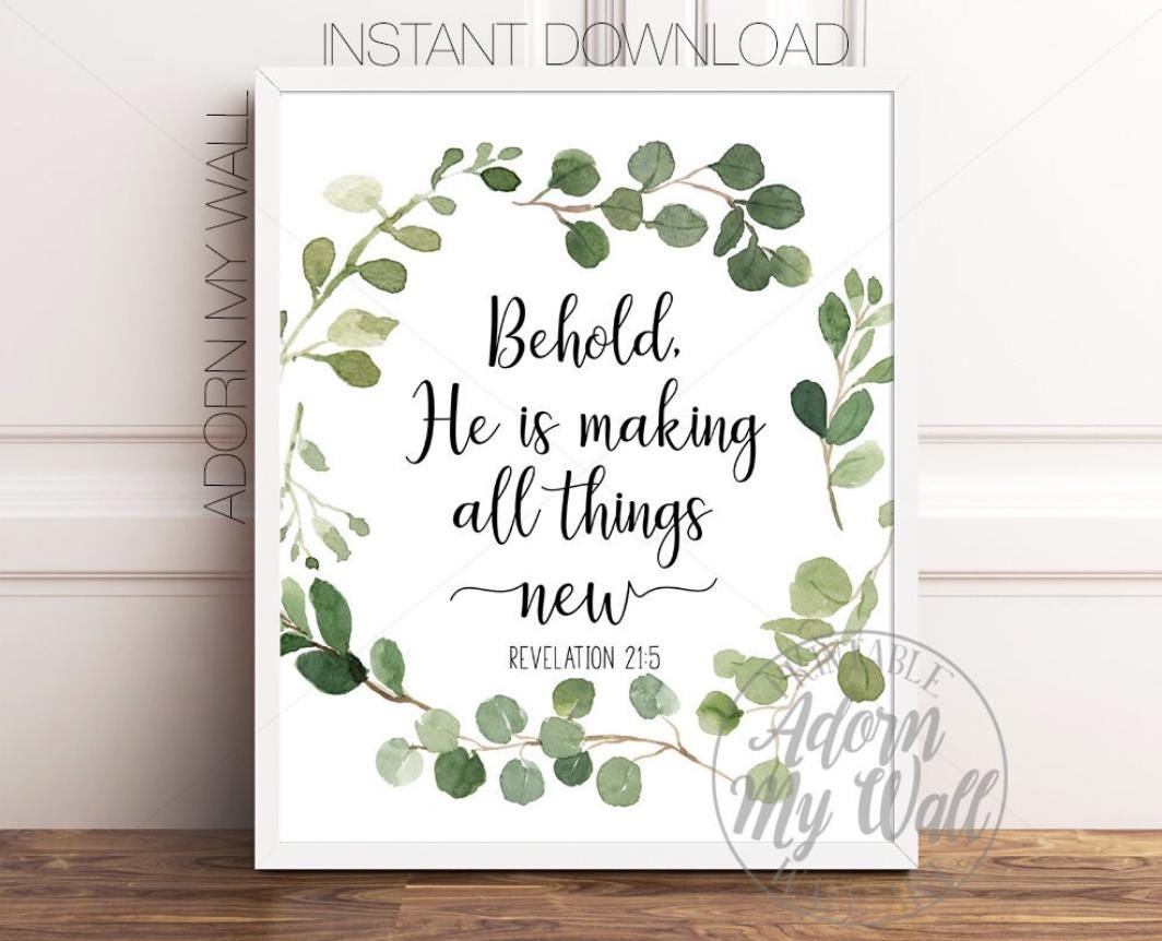 Revelation 21:5, Bible Verse Prints, Christian Wall Art, Scripture Wall ...