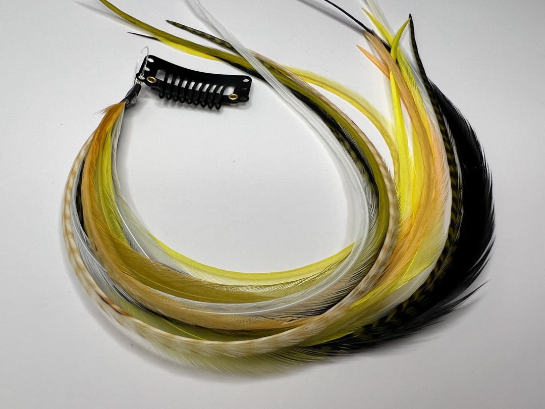 10” Feather Hair Extension Clip | Long Hair Feathers | Green, Grizzly ...