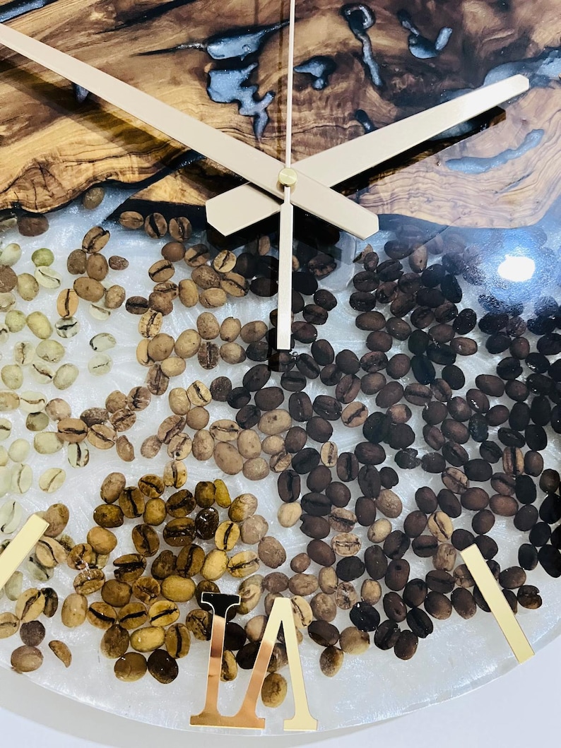 Custom Resin & Olive Wood Wall Clock: Live Edge Rustic Home Decor - Etsy