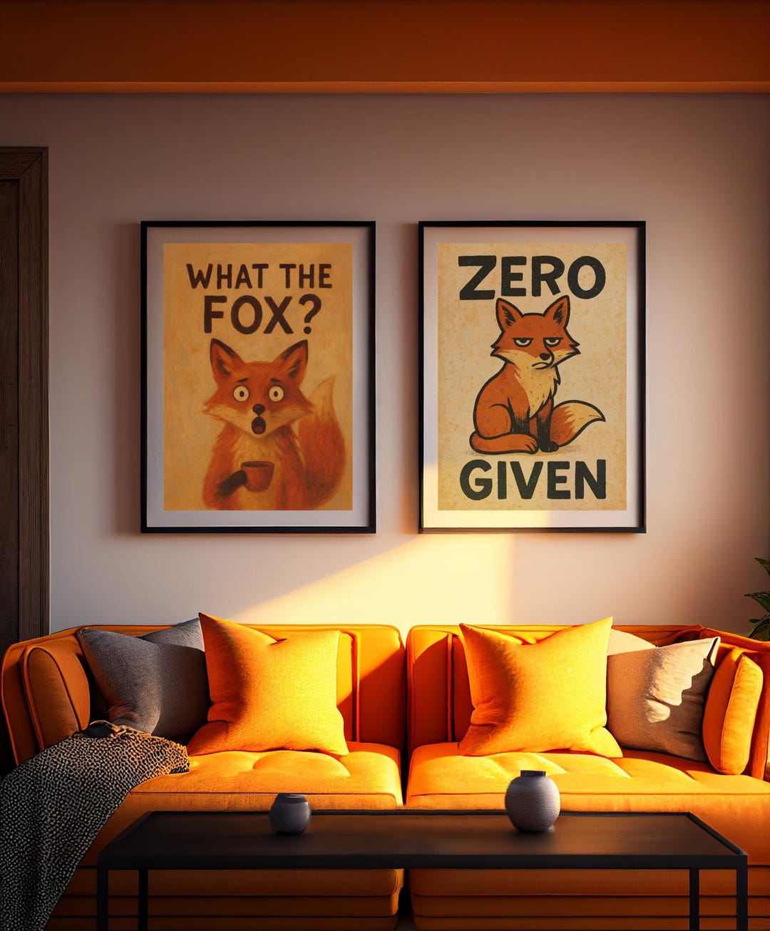 Funny Fox Prints Set: Retro Humor Wall Art (digital Download) - Etsy