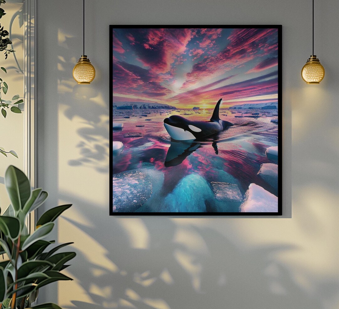 Orca Wall Art – Antarctic Sunset Print – Killer Whale Digital Download ...